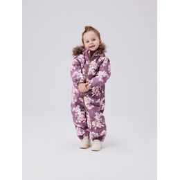 Overall name it "NMFSNOW10 SUIT AOP FO NOOS" Gr. 92, N-Gr, lila (grape shake), Mädchen, Fleece, Obermaterial: 100% Polyester, bedruckt, Overalls