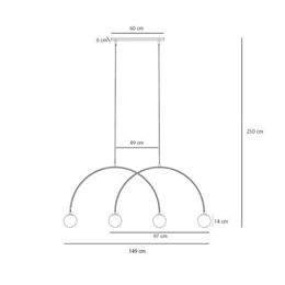 Aldex Pendelleuchte Una 4, Metall, Glas, vierflammig, korallenrot