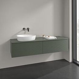 Villeroy & Boch Villeroy und Boch Antao Waschtisch-Unterschrank K37150HL 160x36x50cm, Hahnlochbohrung, Waschbeckenplattenfarbe Lack, leaf green matt lacquer