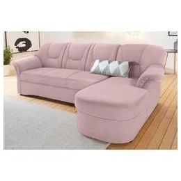 Ecksofa DOMO collection "Sarafina L-Form", rosa (flamingo), B:232cm H:83cm T:146cm, Luxus-Microfaser (92% Polyester, 8% Nylon), Microfaser PRIMABELLE (100% Polyester), Microfaser PRIMABELLE (100% Polyester) / Struktur (90% Polyester; 10% Polyacryl), Sofas, wahlweise mit Bettfunktion, optional mit Federkern