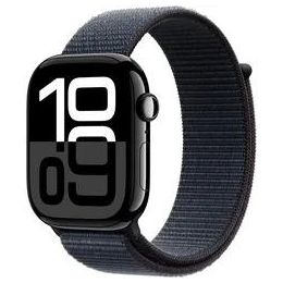 Smartwatch Apple "Watch Series 10 Aluminium" Smartwatches Gr. 46mm, Cellular, One-Size, Sport Loop, schwarz (schwarz/schwarz)