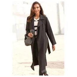 Trenchcoat Lascana Gr. 34, schwarz, Damen, Web, Obermaterial: 88% Viskose, 12% Polyester, unifarben, Mäntel, mit Gürtel zum Regulieren, Sommer-Trenchcoat, leichter Mantel