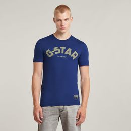 G-Star Raw Puff Logo Slim T-Shirt - Mittelblau - Herren