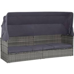 vidaXL - Gartenbett mit Baldachin Grau 205×62 cm Poly Rattan