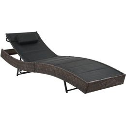 vidaXL - Sonnenliege Poly Rattan und Textilene Braun