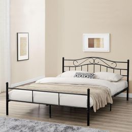 Metallbett Florenz 160x200 cm Schwarz [en.casa]