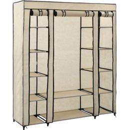 vidaXL - Stoffschrank mit Fächern Kleiderstangen Creme 150x45x176cm