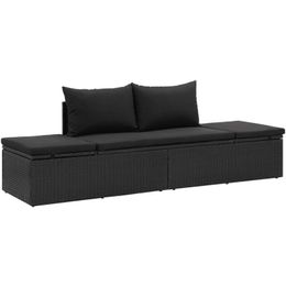 Sonnenliege mit Auflage Poly Rattan Schwarz vidaXL