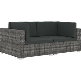 Ecksofas 2 Stk. mit Auflagen Poly Rattan Grau vidaXL