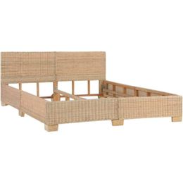 Bettrahmen Handgewebt Echtes Rattan 160×200 cm vidaXL