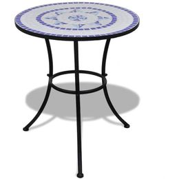 vidaXL - Bistrotisch Blau und Weiß 60 cm Mosaik