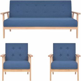 vidaXL - 3-tlg. Sofagarnitur Stoff Blau