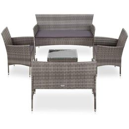 vidaXL - 5-tlg. Garten-Lounge-Set mit Auflagen Poly Rattan Grau