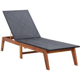 Sonnenliege Poly Rattan und Massivholz Akazie vidaXL