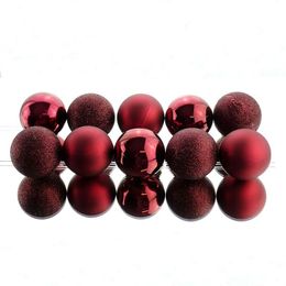 Decoris Bruchfeste Weihnachtskugeln Ox Blood dunkelrot ø 6 cm aus Kunststoff - 10er Set