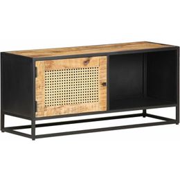 vidaXL - TV-Schrank 90x30x40 cm Raues Mangoholz und Wiener Geflecht