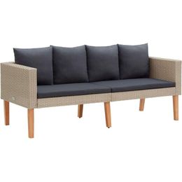 vidaXL - 2-Sitzer-Gartensofa mit Auflagen Poly Rattan Beige