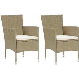 vidaXL - Garten-Essstühle 2 Stk. Poly Rattan Beige