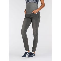 Umstandsjeans Neun Monate "Stretch-Jeans für Schwangerschaft und Stillzeit" Gr. 36, N-Gr, grau (grey, used) Damen Jeans schmale Beinform, hohe Taille, langes Bein