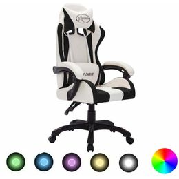 Gaming-Stuhl mit rgb LED-Leuchten Weiß und Schwarz Kunstleder vidaXL