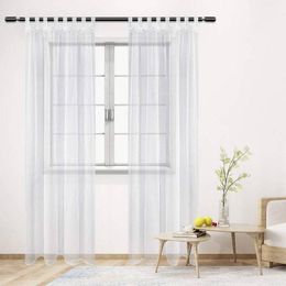 WOLTU - Gardinen transparent mit Schlaufen Vorhang Voile Tüll Wohnzimmer weiß 140 x 225 cm