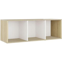 TV-Schrank Weiß und Sonoma-Eiche 107x35x37 cm Holzwerkstoff vidaXL