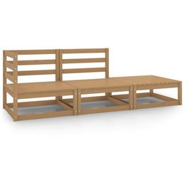 vidaXL - 3-tlg. Garten-Lounge-Set Honigbraun Massivholz Kiefer