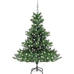 Künstlicher Weihnachtsbaum Nordmann led & Kugeln Grün 210 cm vidaXL