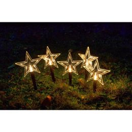 BURI Weihnachtliche Gartenstecker-Lichterkette mit 5 LEDs Warmweiß Weihnachtsdeko - Stern