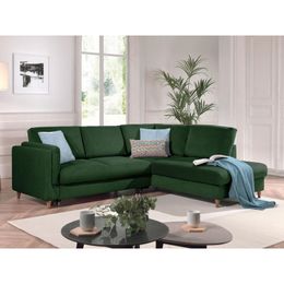 Lisa Design - Brooke – ecksofa rechts – mit schlaffunktion – 5-sitzer – aus samt - grün