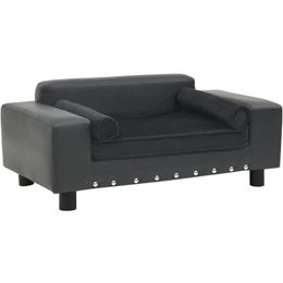 vidaXL - Hundesofa Dunkelgrau 81x43x31 cm Plüsch und Kunstleder