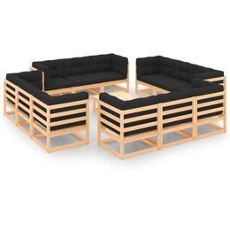 vidaXL - 13-tlg. Garten-Lounge-Set mit Kissen Massivholz Kiefer