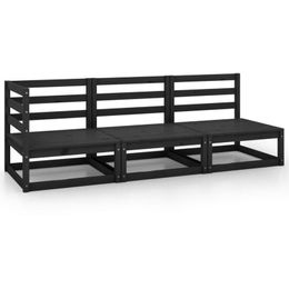 vidaXL - 3-tlg. Garten-Lounge-Set Schwarz Massivholz Kiefer