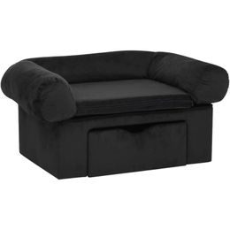 vidaXL - Hundesofa mit Schublade Schwarz 75x50x38 cm Plüsch