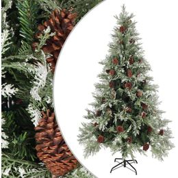 Weihnachtsbaum mit Zapfen Grün und Weiß 195 cm pvc & pe vidaXL