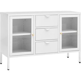 vidaXL - Sideboard Weiß 105x35x70 cm Stahl und Hartglas