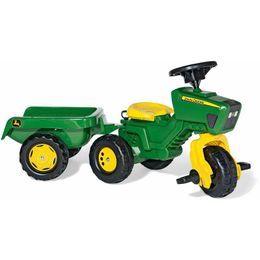 John Deere Dreirad mit Anhänger, mit Soundlenkrad, Heckkupplung - Rolly Toys