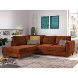 Lisa Design - Jake - ecksofa mit schlaffunktion - 5-sitzer - samt - links - rostfarben