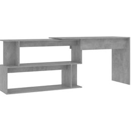 vidaXL - Eckschreibtisch Betongrau 200x50x76 cm Holzwerkstoff