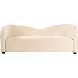 Beliani Sofa Weiß Samtstoff 3-Sitzer Geschwungene Form Elegant Modernes Design Gebogene Designer Couch für Wohnzimmer