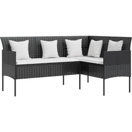 vidaXL - Sofa in L-Form mit Kissen Poly Rattan Schwarz