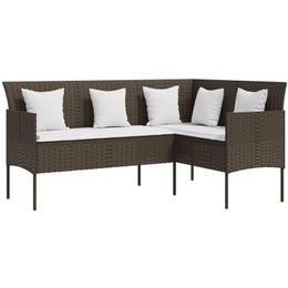 vidaXL - Sofa in L-Form mit Kissen Poly Rattan Braun