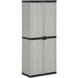 vidaXL - Garten-Lagerschrank mit 3 Böden Grau & Schwarz 68x40x168 cm