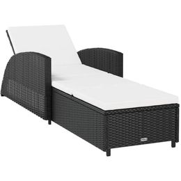 vidaXL - Sonnenliege mit Cremeweißer Auflage Poly Rattan Schwarz