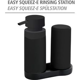 Easy Squeez-e Spülstation Schwarz, Spülbecken-Organizer, Schwarz, Polyresin schwarz, Silikon schwarz, Kunststoff (abs) schwarz - schwarz - Wenko