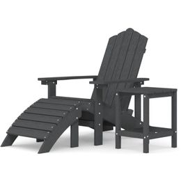 Adirondack-Gartenstuhl mit Hocker & Tisch hdpe Anthrazit vidaXL