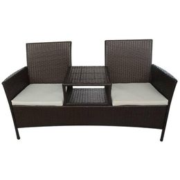 vidaXL - Gartensofa 2-Sitzer mit Teetisch Poly Rattan Braun