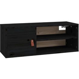 Wandschrank Schwarz 80x30x30 cm Massivholz Kiefer vidaXL