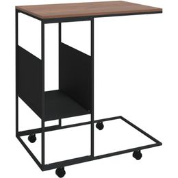 vidaXL - Beistelltisch mit Rollen Schwarz 55x36x63,5 cm Holzwerkstoff