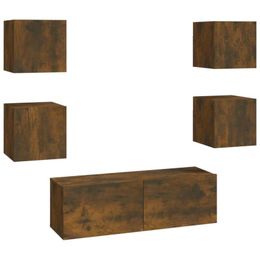 TV-Wandschrank-Set Räuchereiche Holzwerkstoff vidaXL